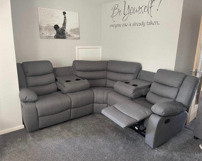 Roman Fabric 2C2 Corner Sofa Grey by B&Q | ufurnish.com