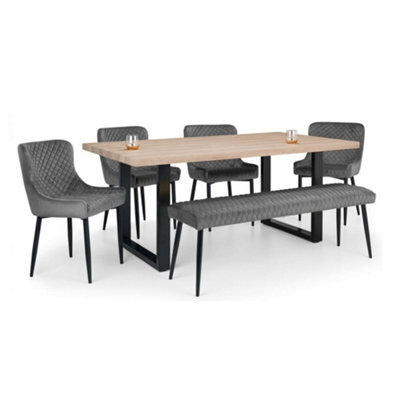 Ashfield Berwick Dining Table, Luxe Low Grey Bench & 4 Luxe Grey Chairs ...