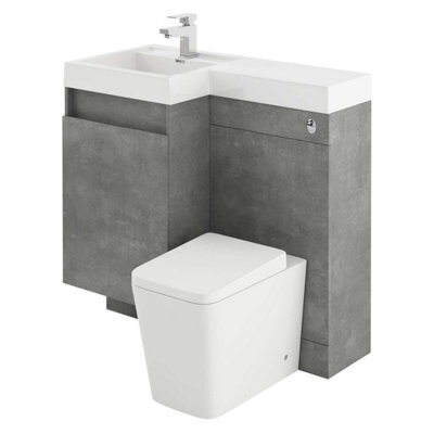 Plum&clay Solstice Concrete Left Hand Bathroom Vanity Basin & Wc Unit ...