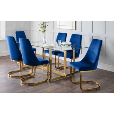 Ashfield Minori Dining Table & 6 Vittoria Blue Dining Chairs by B&Q ...