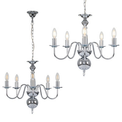 Valuelights Gothica Traditional 5 Way Chrome Flemish Style Ceiling ...