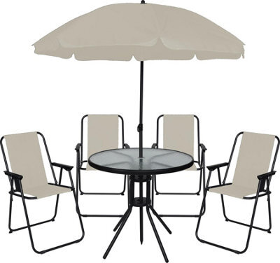 Ohs 6 Piece Patio Set Outdoor Table Chairs Parasol Garden Furniture by ...