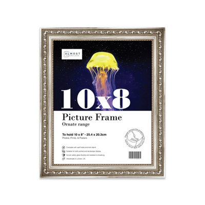 10X8 Silver Ornate Picture Frame (25.4 X 20.3Cm) Poster, Photo, Artwork ...