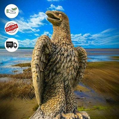 Giant Golden Eagle Stone Cast Garden Statue by B&Q | ufurnish.com