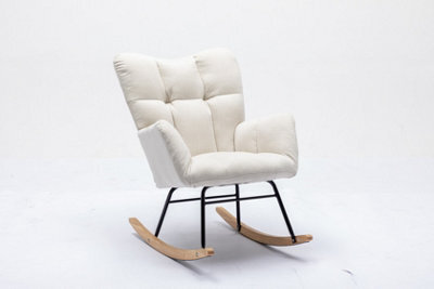 Abrihome Mid Century Modern Flax Fabric Tufted Upholstered Rocking ...