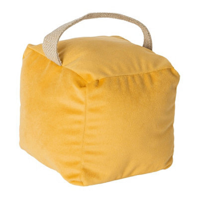 Nicola Spring Velvet Cube Door Stop - 14Cm X 14Cm X 14Cm - Yellow by B ...
