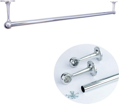 Shop Fitting Wardrobe Round Hanging Rail Set Chrome Tube Closet ...