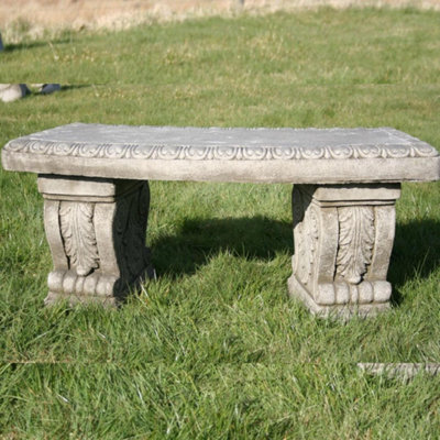 Superb Classic Stone Cast Garden Bench by B&Q | ufurnish.com