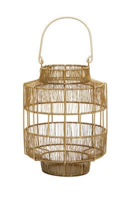 Premier Housewares Interiors By Premier Gold Wire Lantern, Modern ...