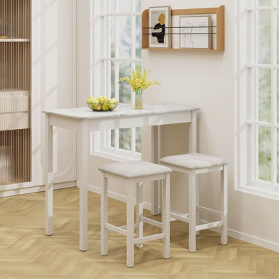 Costway 3-Piece Bar Table Set Counter-Height Dining Table & Bar Stools ...