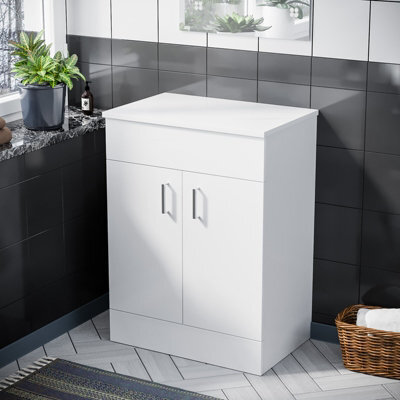 Nes Home Nanuya 600mm Floor Standing Vanity Unit Flat Pack - White by B ...