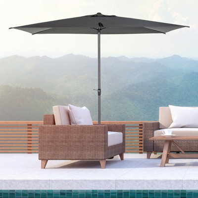 Outsunny 2.58M Aluminium Garden Parasol Sun Umbrella Angled Canopy Grey ...