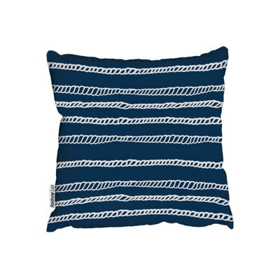 Andrew Lee Cushions - Illustration With Rope Ornament, Navy Blue Marine ...