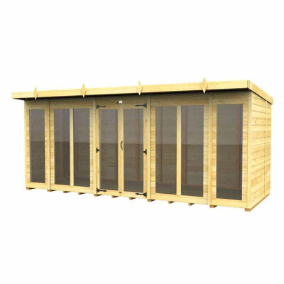 Buttercup Farm 16Ft X 8Ft Pent Summer House (Full Height Window) - Wood ...