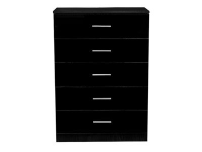Reflect 5 Drawer Chest Of Drawers In Gloss Black Drawer Fronts And ...