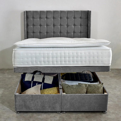 "Sr Living Ltd 4Ft Luxury Grey Ottoman Bed & Mattress Sets - Divan Bed ...
