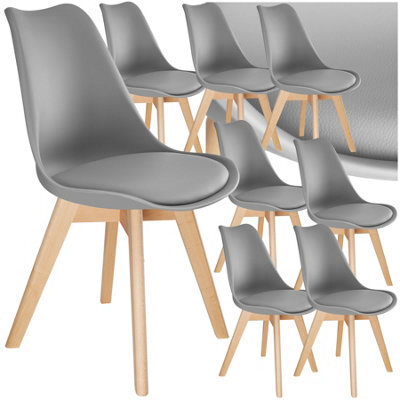 Tectake Dining Chairs Frederikke - Padded, Ergonomic Shape, Wooden Legs ...