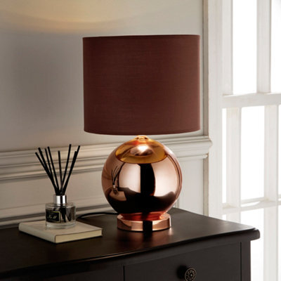 K Living Kliving Ostend Copper Table Lamp With Matching Chocolate Shade ...