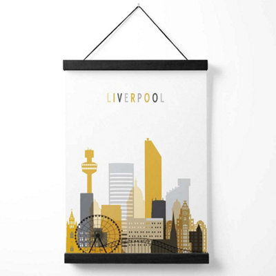 Artze Wall Art Liverpool Yellow And Grey City Skyline Art Print With ...