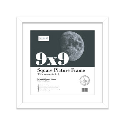 "9X9"" White Picture Frame - 9X9"" Square Frame With 8X8"" Mount For ...