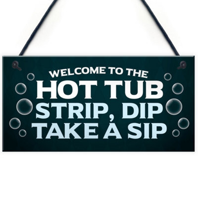 Red Ocean Welcome To The Hot Tub Sign Hanging Garden Plaque Quirky Hot ...