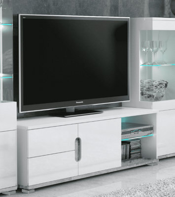 Elise White High Gloss And Grey Tv Unit T63 by B&Q | ufurnish.com
