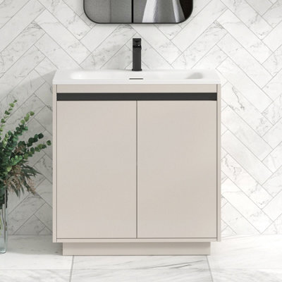 Royal Bathrooms Orion 800mm Beige 2 Door Floor Standing Vanity Unit ...