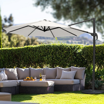 Rinse Bathrooms Cream Roman Umbrella Garden Parasol With Hand Crank ...