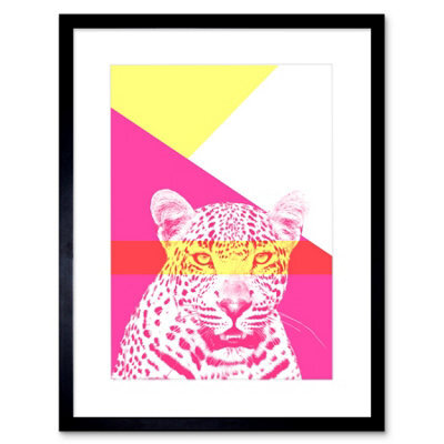 Artery8 Wall Art Print Bold Animals Pink Leopard Art Framed 9X7 Inch by ...