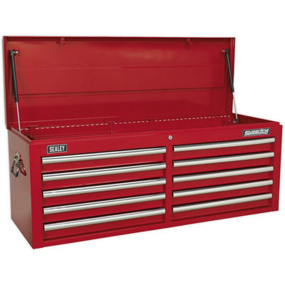 10 Drawer Red Tool Chest With Lockable Storage For Ultimate ...