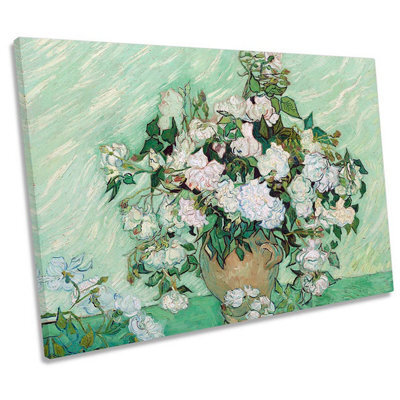 CanvasGeeks Vincent Van Gogh Roses Canvas Wall Art Print Picture (H ...