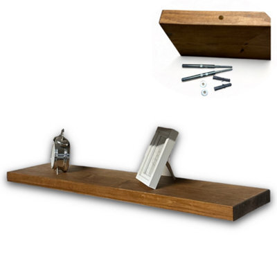 MKGT Rustic Handmade Floating Shelf - Wall-Mounted Storage Unit With ...