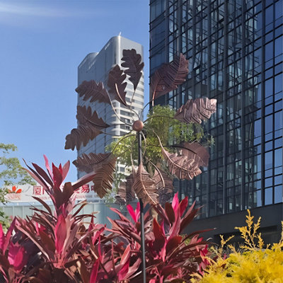 Primrose Metal Leaf Kinetic Wind Spinner In Gold 65Cm by B&Q | ufurnish.com