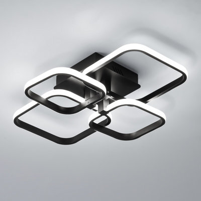 Goeco 4 Square Led Ceiling Light, 60W 6000K, Black by B&Q | ufurnish.com