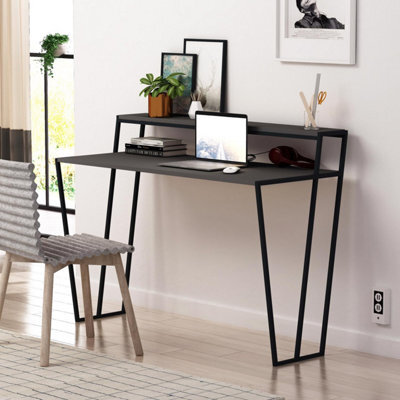 Fwstyle Home Office Modern Student Study Desk Anthracite Grey Black ...