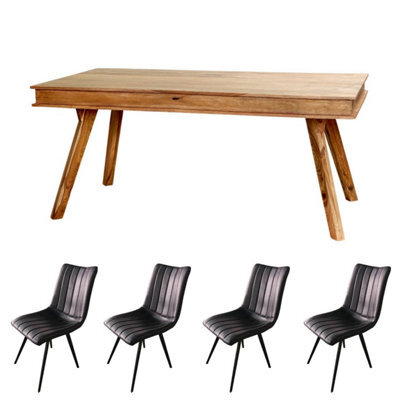 Indus Wooden Medium Size Dining Table Set And 4 Chairs by B&Q ...