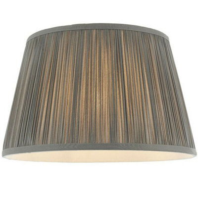 "12"" Elegant Round Tapered Drum Lamp Shade Charcoal Gathered Pleated ...