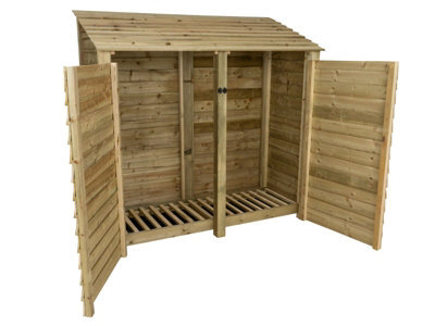 Arbor Garden Solutions Wooden Log Store With Door W-187Cm, H-180Cm, D ...