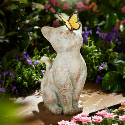 Gainsborough Kitten And Solar Butterfly Garden Statue - Weather ...