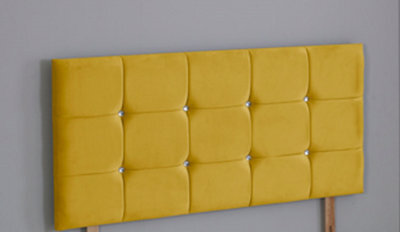 Comfy Deluxe 5Ft King 26Inch Mustard Plush Cube Headboard by B&Q ...