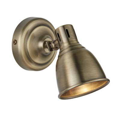 Anson Lighting Arabella 1Lt Spot Wall Light Antique Brass Plate by B&Q ...