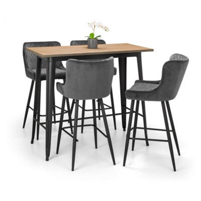 Ashfield Grafton Bar Table & 4 Luxe Grey Bar Stools by B&Q | ufurnish.com