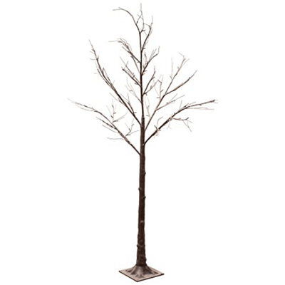 Celebright 6Ft Christmas Twig Tree - Snowy Effect Brown Birch - Pre-Lit ...