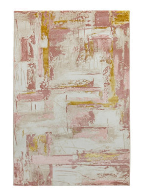 Modern Pink Rug, Abstract Rug For Bedroom, Stain-Resistant Rug For ...