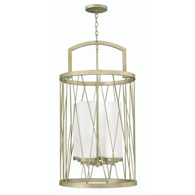 Elegant 4 Bulb Silver Leaf Chandelier - Led Pendant Ceiling Light With ...