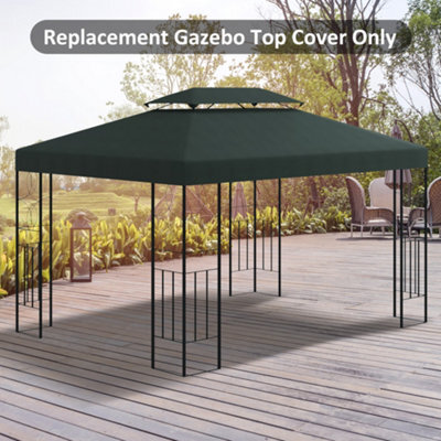 Outsunny 3X4M Gazebo Replacement Roof Canopy 2 Tier Top Uv Cover Grey ...