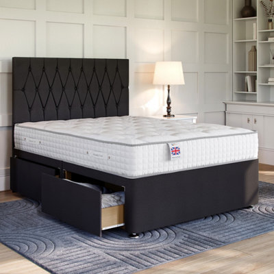 Divan Base Direct Lino Black Platform Top Divan Bed Base 5Ft King Size ...