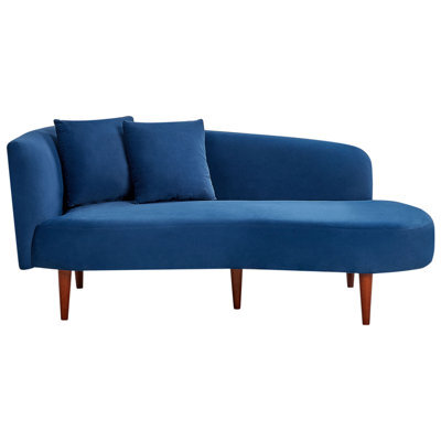 Beliani Left-Hand Chaise Lounge Chaumont Velvet Navy Blue by B&Q ...