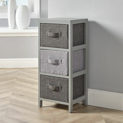 Home Source Metro Fully Assembled 3 Drawer Chest Storage Unit Grey by B ...