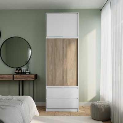 Urbn-Living Urbnliving 240Cm Height White Carcass With 2 Sliding Oak ...